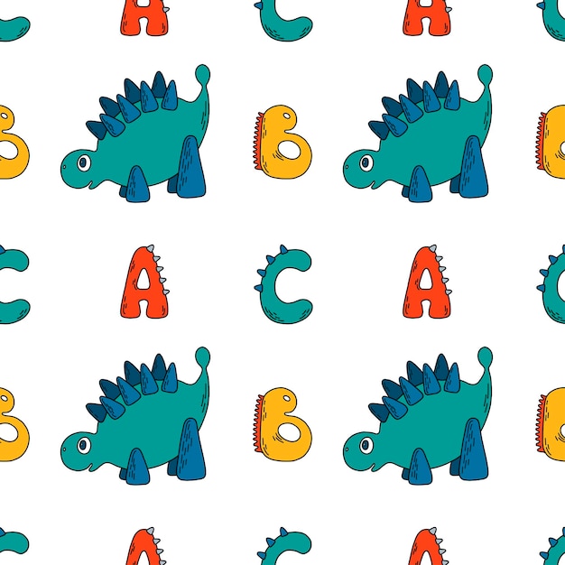 Premium Vector | ABC seamless pattern in dino cartoon style Cute ... Premium Vector | ABC seamless pattern in dino cartoon style Cute ...