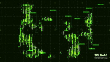 Premium Vector | Abstract big data visualization. Blue flow of data as numbers strings ...