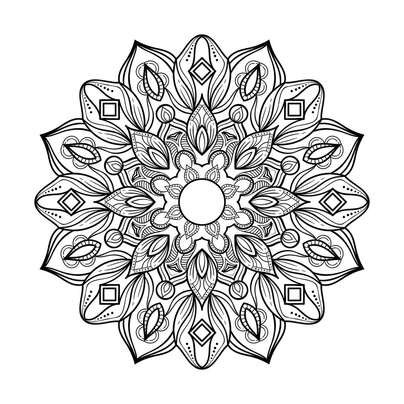 Premium Vector | Abstract black and white mandala art outline style Premium Vector | Abstract black and white mandala art outline style
