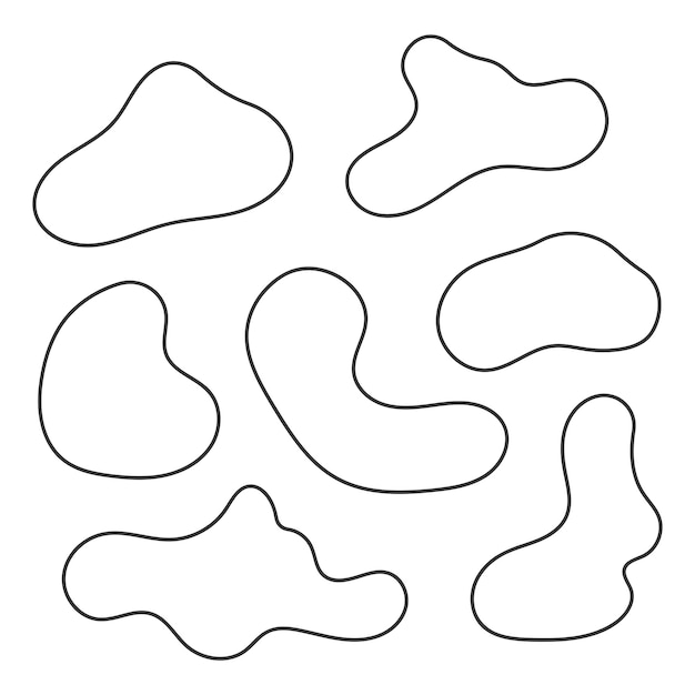 Premium Vector Abstract Blobs Outline Style Set