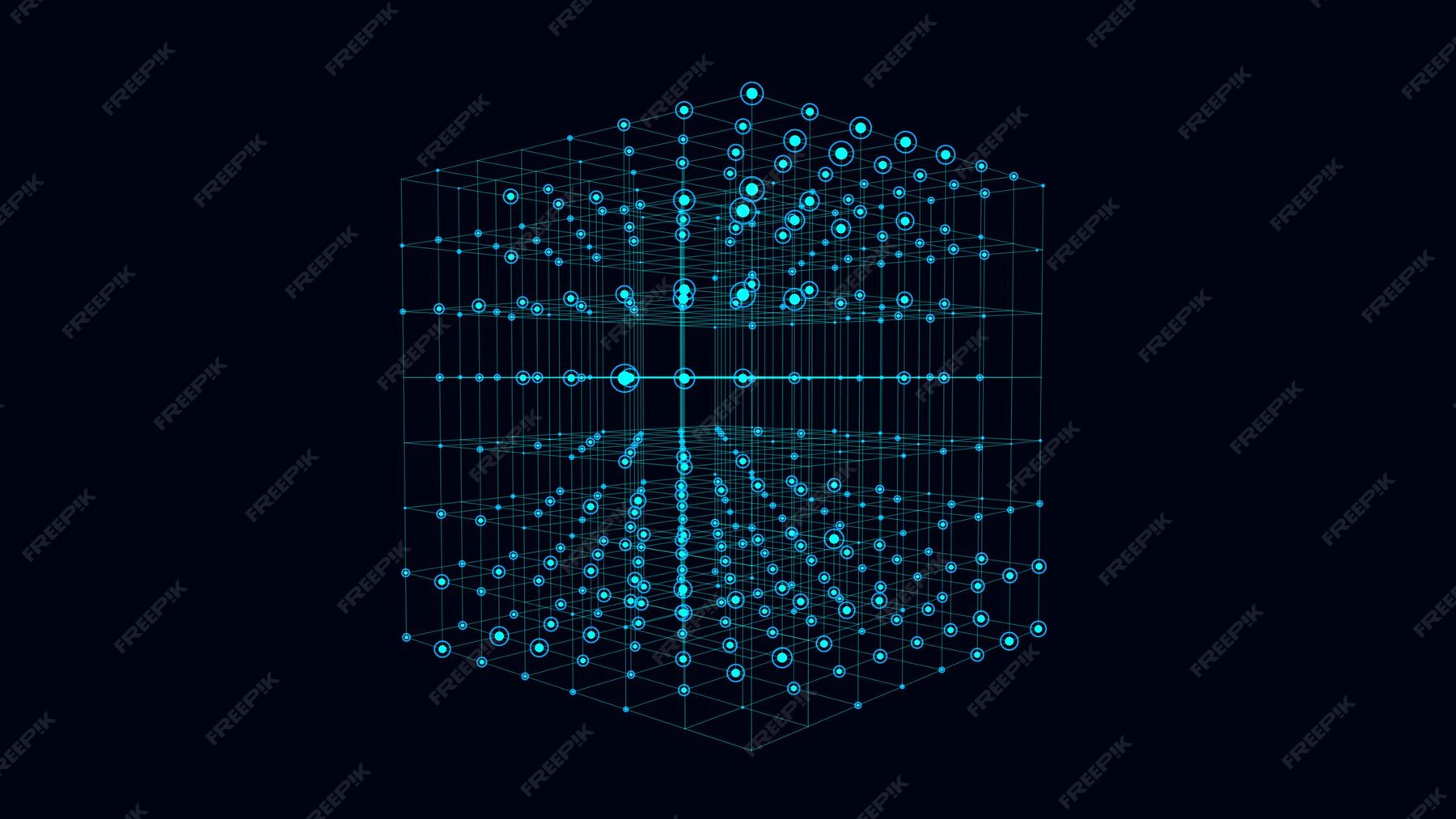 Premium Vector Abstract Blue Scifi Cube With Particle And Line Vector Technology Network