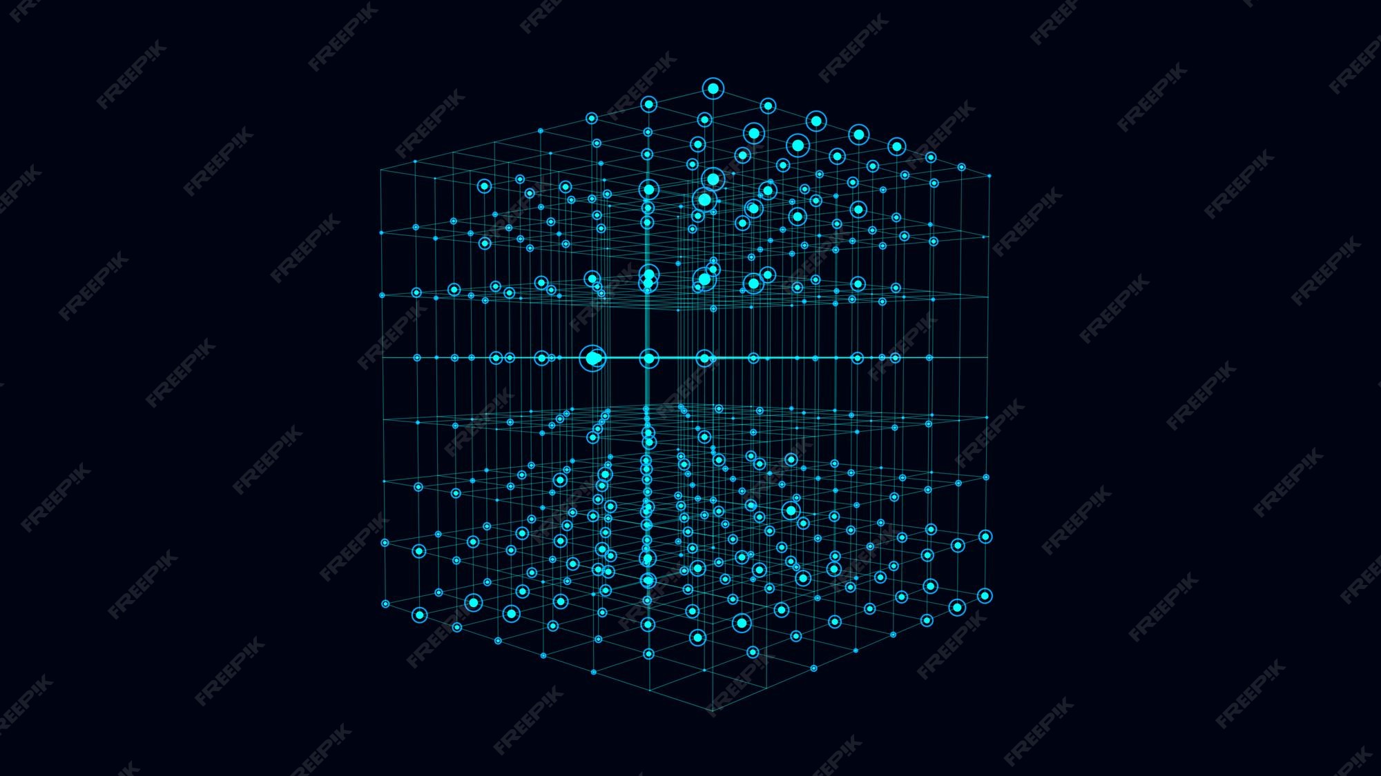 Premium Vector Abstract Blue Scifi Cube With Particle And Line Vector