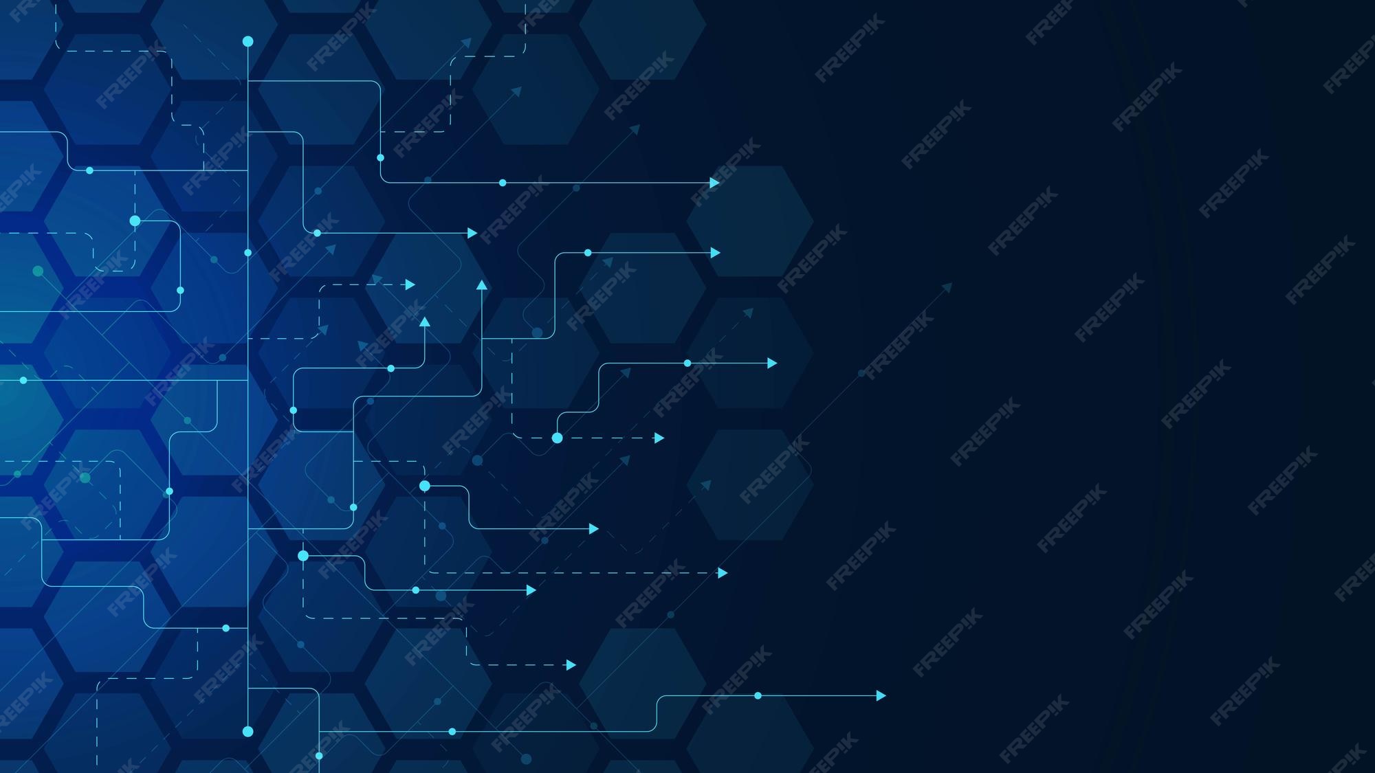 Premium Vector Abstract Connect Dots And Lines With Hexagons Background Big Data Visualization