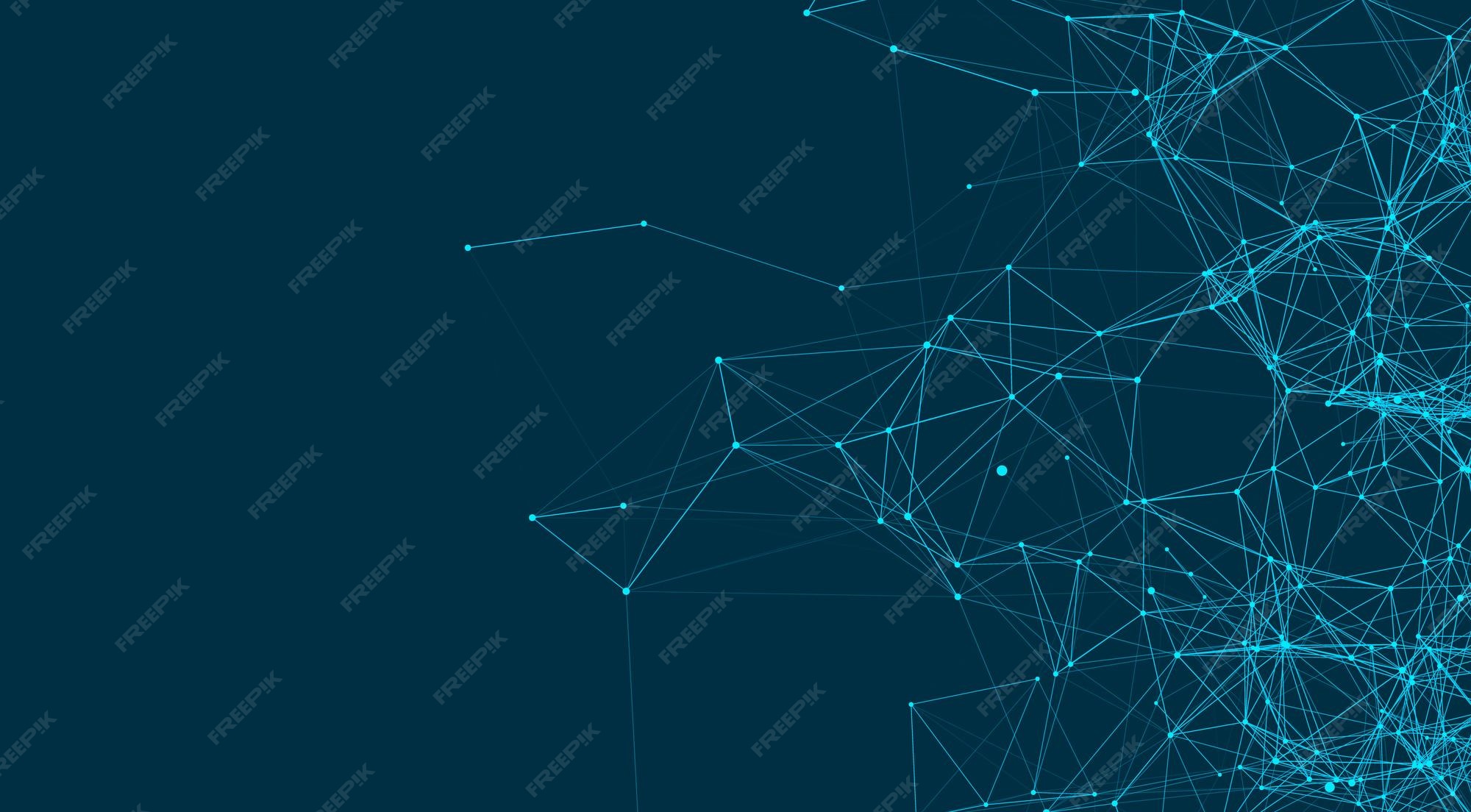 추상 연결은 공간에 연결 점과 선이 있는 배경 연결 구조 3d 렌더링 프리미엄 벡터