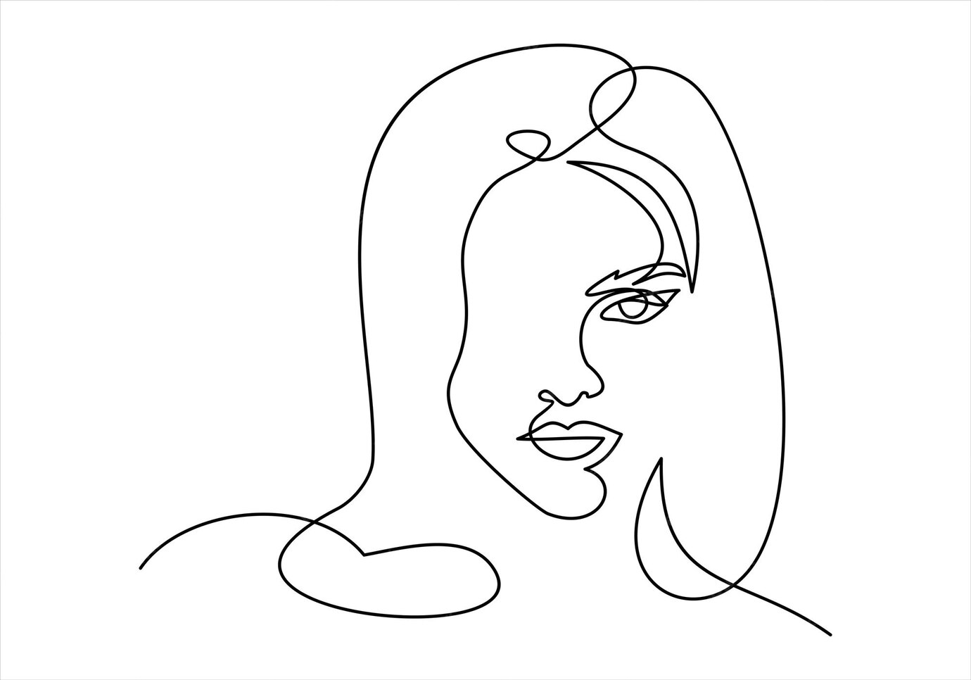 Premium Vector Abstract Face One Line Drawing Portrait A Woman