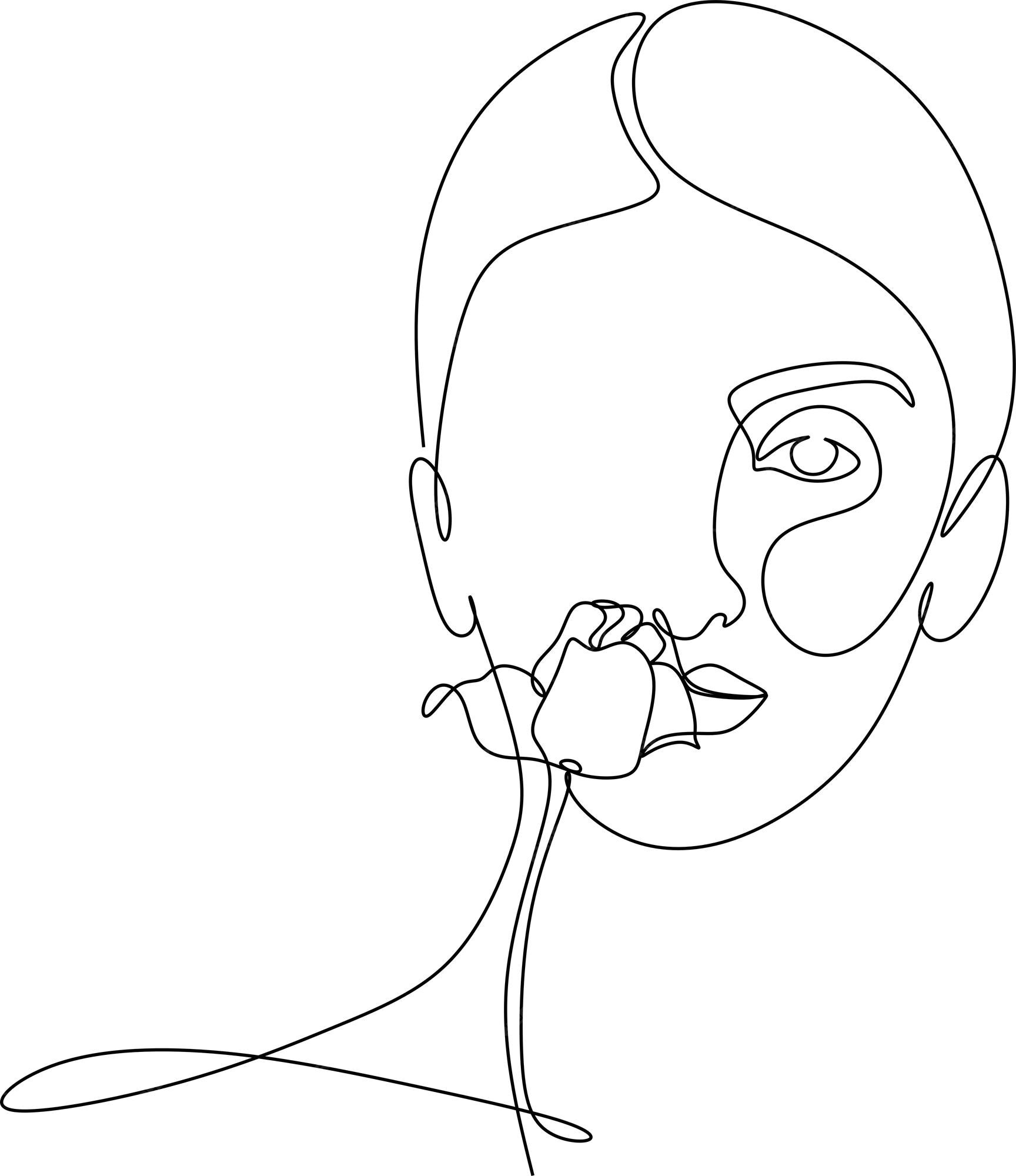 Premium Vector Abstract Face With Flowers By One Line Vector Drawing