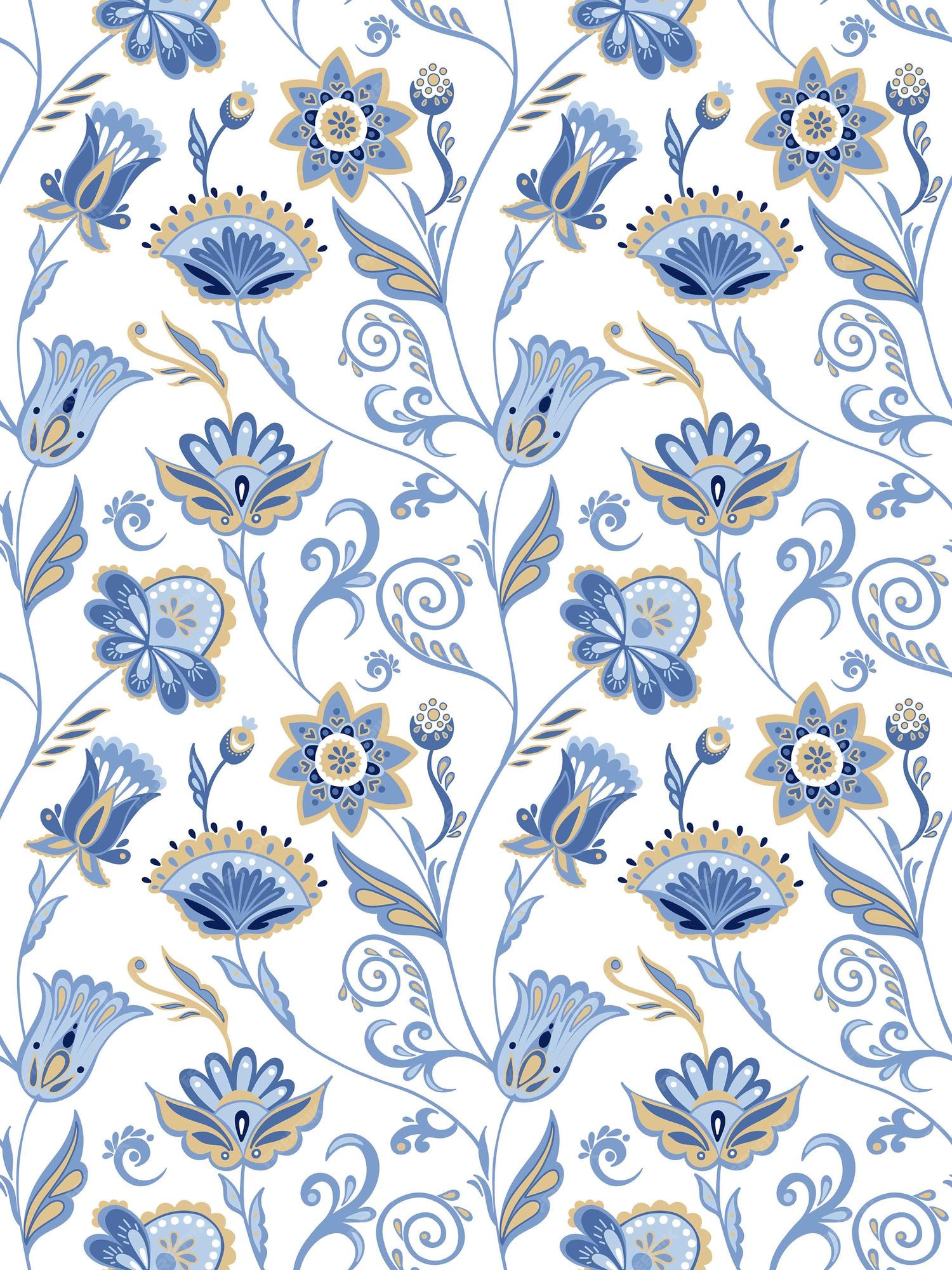 Premium Vector | Abstract floral vector seamless pattern Asian navy ... Premium Vector | Abstract floral vector seamless pattern Asian navy ...
