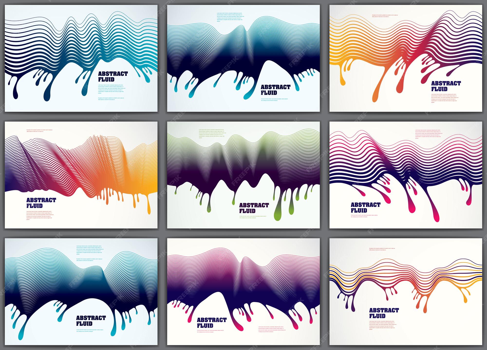 Premium Vector Abstract Fluid Vector Backgrounds With Colorful Lines Waves Set 3d Colorful