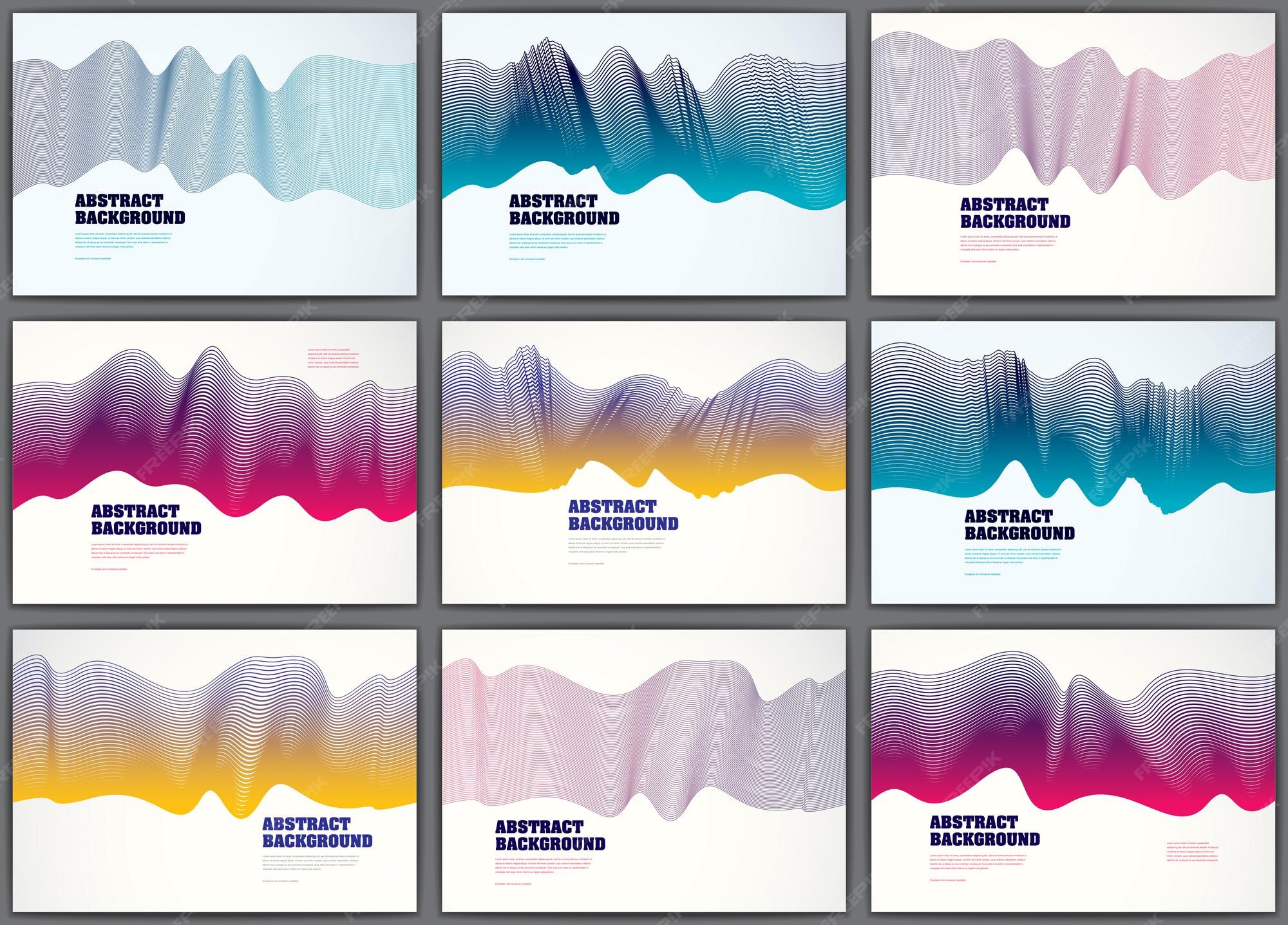 Premium Vector Abstract Fluid Vector Backgrounds With Colorful Lines Waves Set 3d Colorful