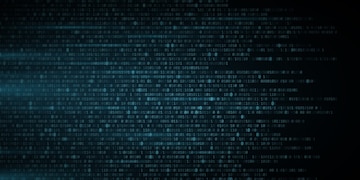 Premium Vector | Abstract glowing blue binary code background. Random programming symbols in ...