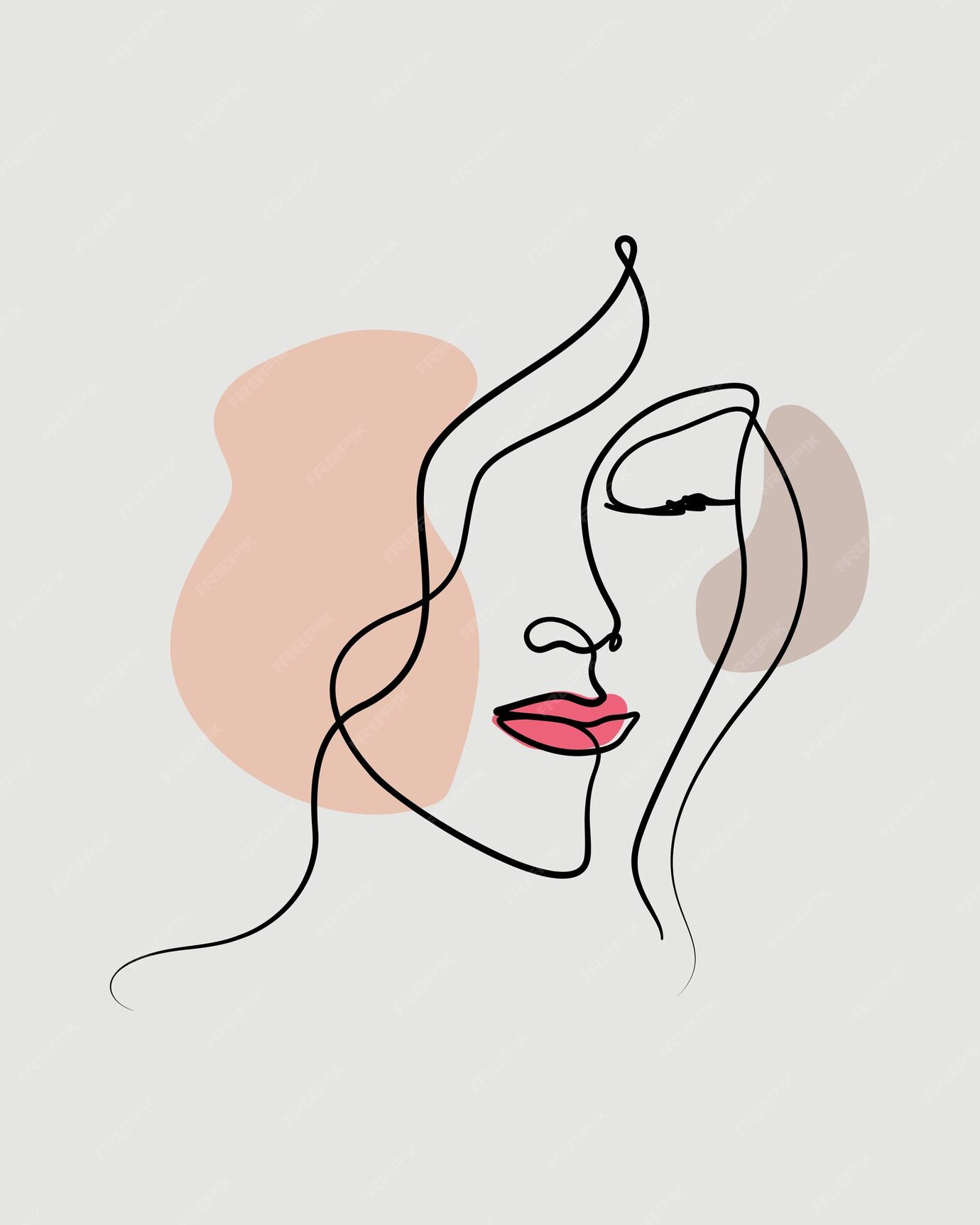 Premium Vector Abstract Line Art Woman Face Illustration