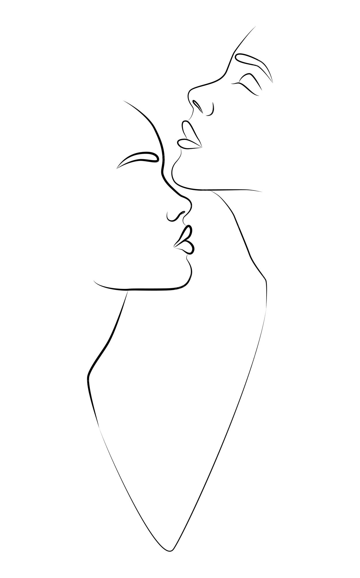 Premium Vector Abstract Man And Woman Faces Couple One Line Drawing
