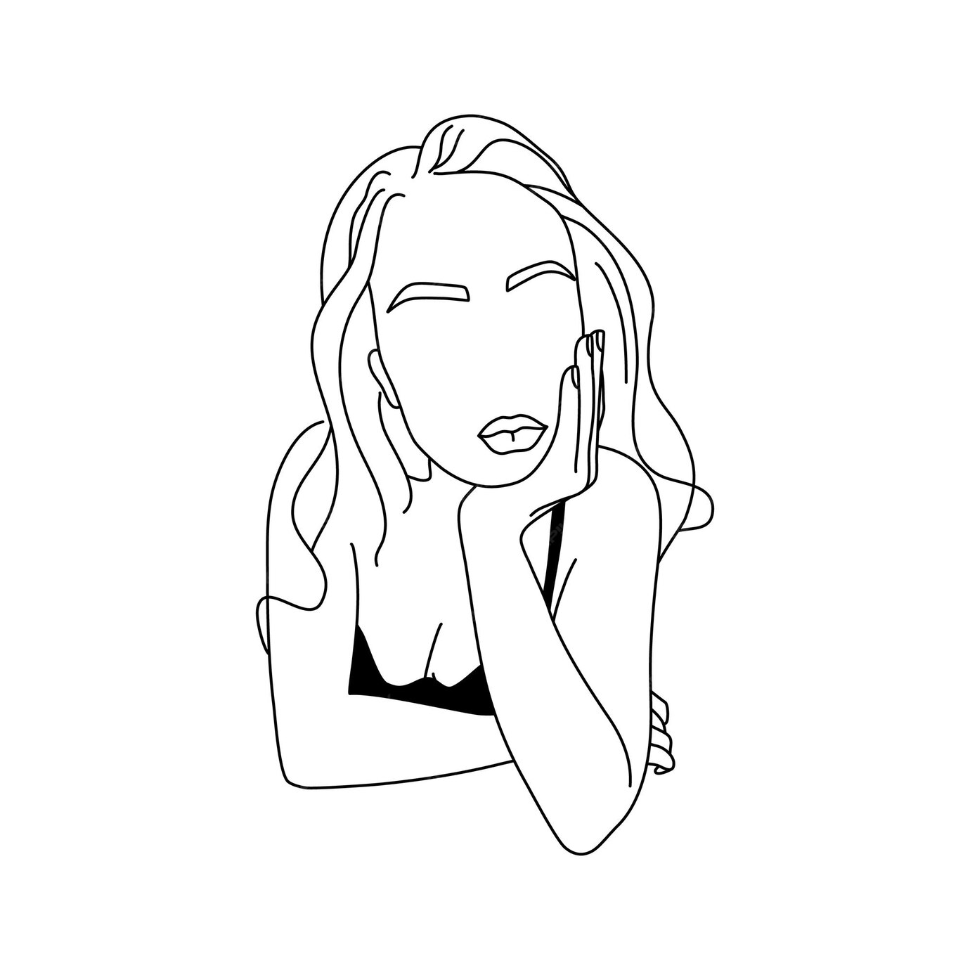 Premium Vector Abstract Minimalistic Woman Figure In Underwear