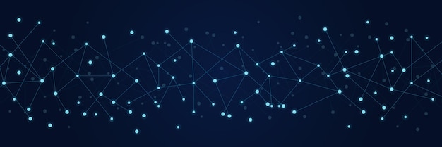 추상 네트워크 기술 기하학적 점 네트워크 클립 아트 점과 선 연결 글로벌 네트워크 연결 신경총 배경 벡터 일러스트와 함께 디지털 기술 프리미엄 벡터
