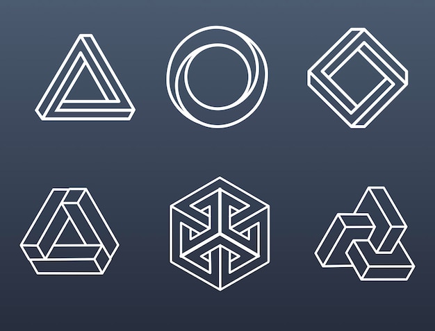 Premium Vector | Abstract outline geometric shapes Impossible geometric ... Premium Vector | Abstract outline geometric shapes Impossible geometric ...