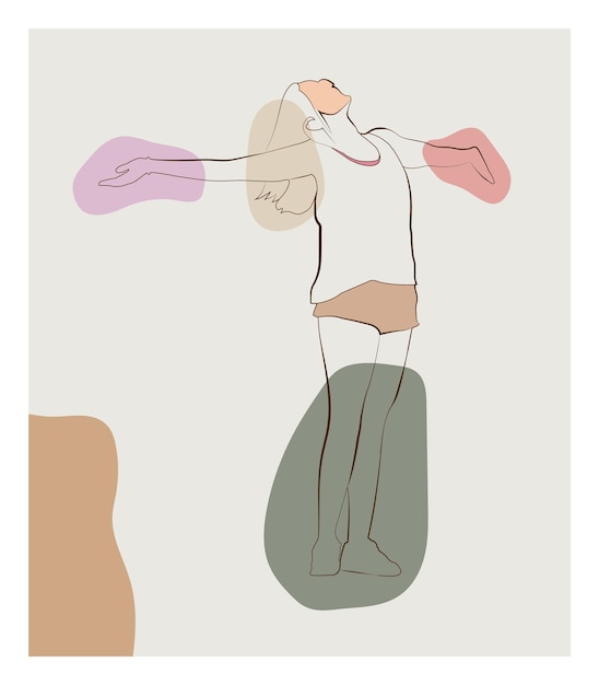 Premium Vector Abstract Poster With Minimal Woman Faceone Line