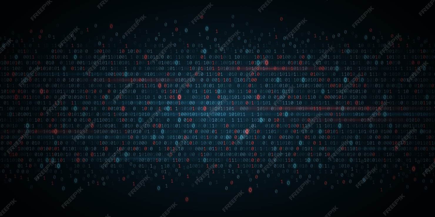 Premium Vector | Abstract programming background. blue and red glowing binary software code