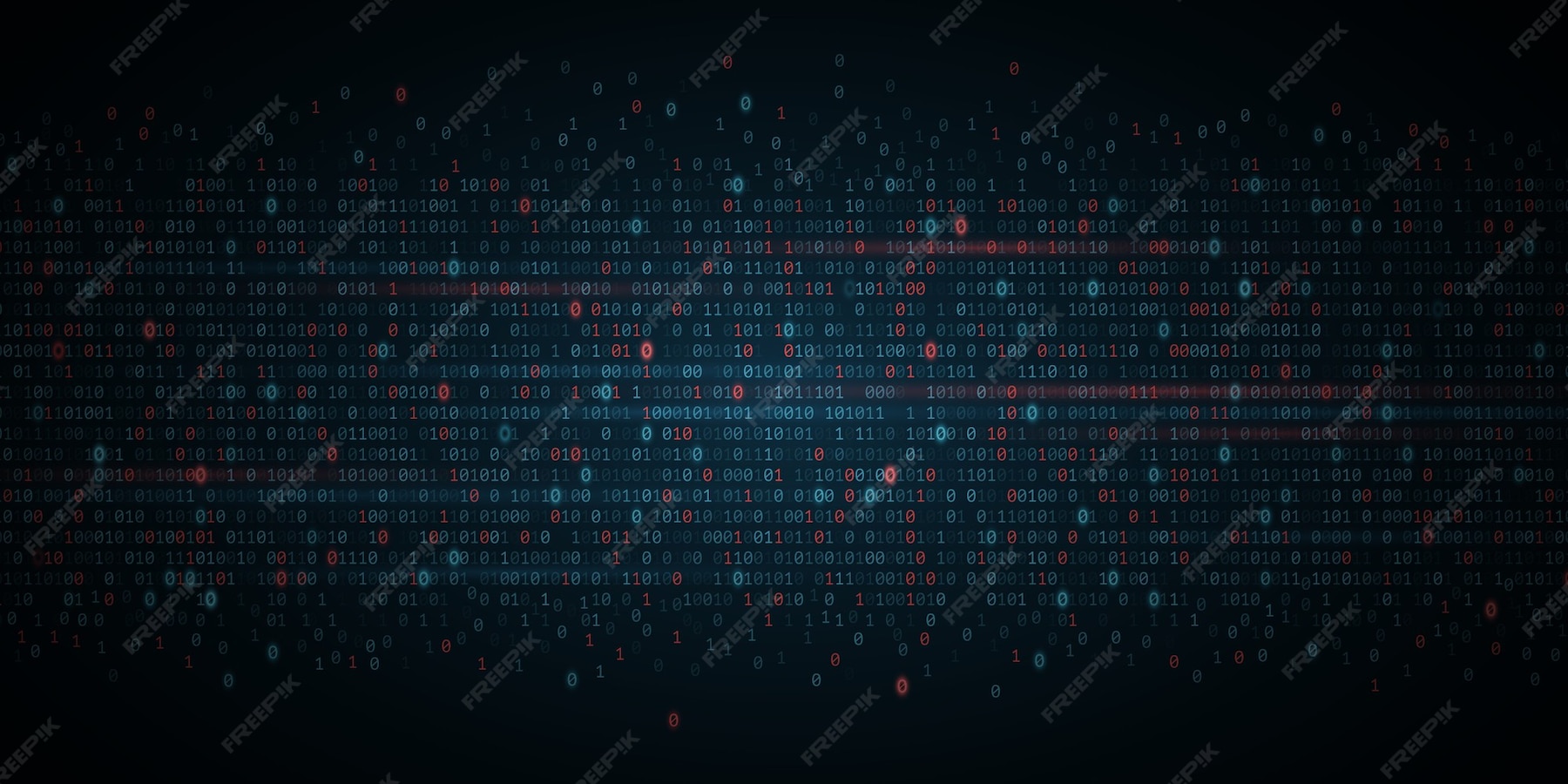 Premium Vector | Abstract programming background. blue and red glowing binary software code