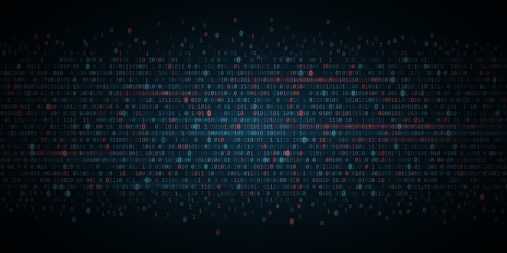 Premium Vector | Abstract programming background. blue and red glowing ...