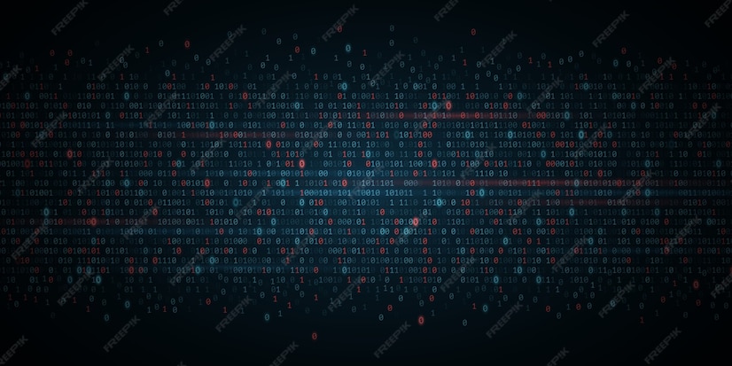 Premium Vector | Abstract programming background. blue and red glowing binary software code