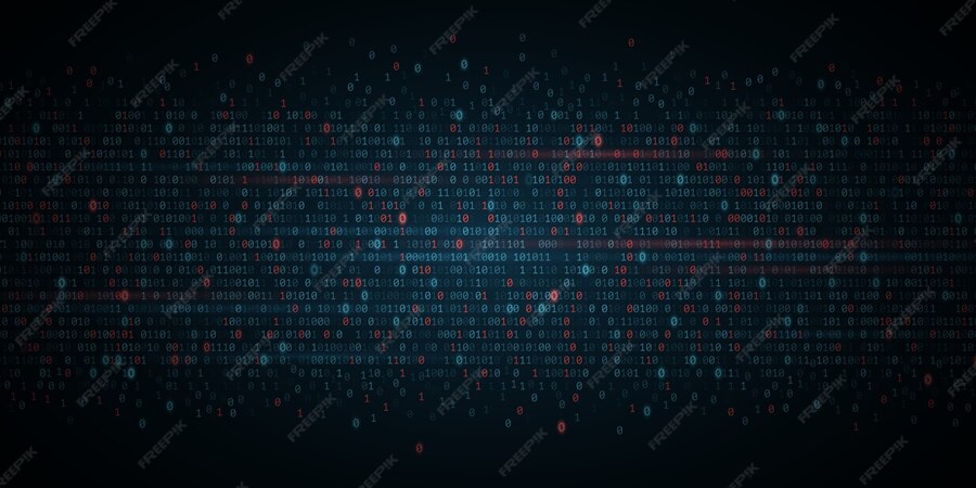 Premium Vector | Abstract programming background. blue and red glowing ...