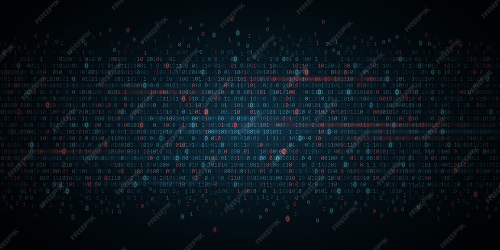 Premium Vector | Abstract programming background. blue and red glowing binary software code