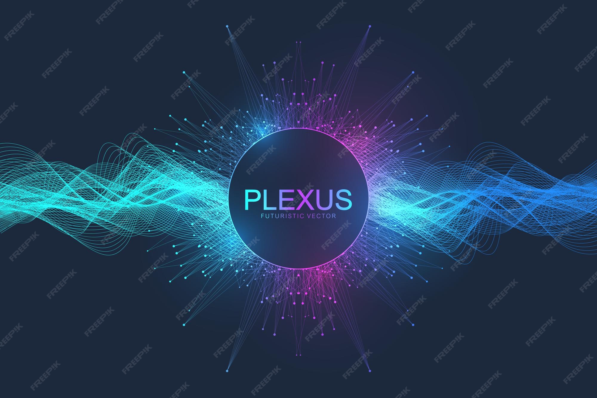 Premium Vector | Abstract scientific background with dynamic particles, wave flow. plexus stream ...