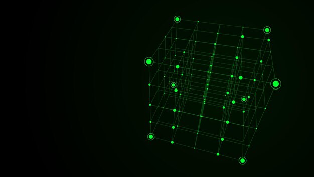 Premium Vector Abstract Scifi Cube With Particle And Line Vector Technology Network Connection