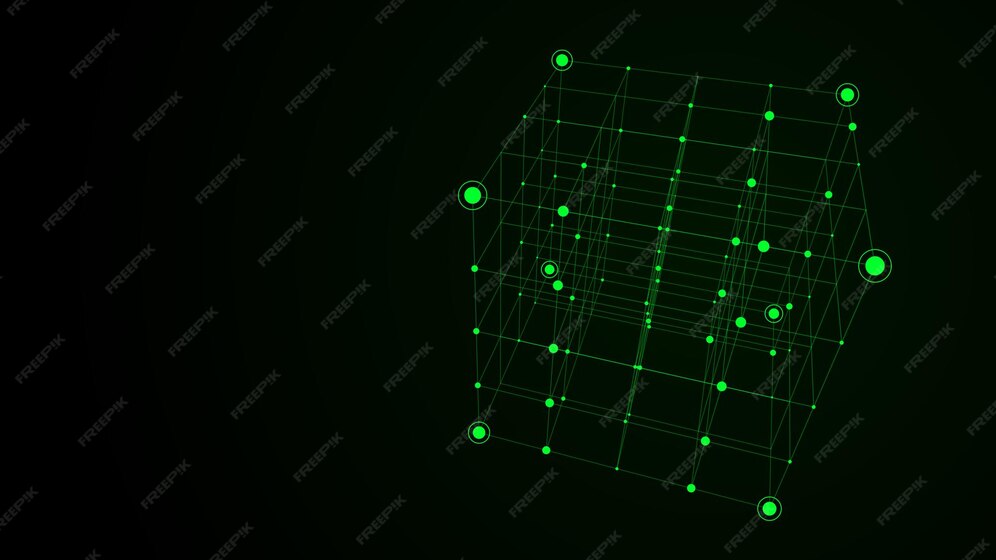 Premium Vector Abstract Scifi Cube With Particle And Line Vector Technology Network Connection