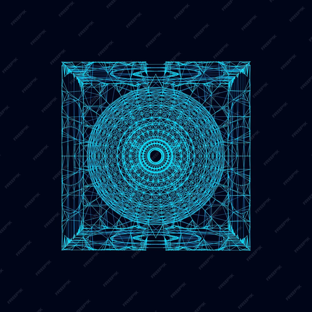 Premium Vector | Abstract scifi cube with particle and line Vector technology network connection ...