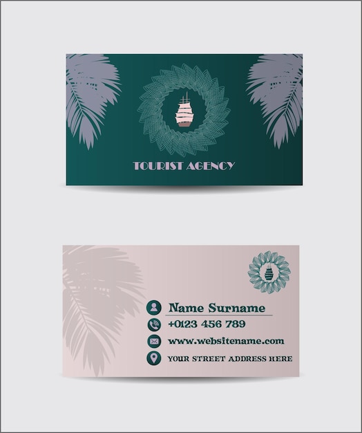 Premium Vector Abstract Travel Agency Business Card Template On Green