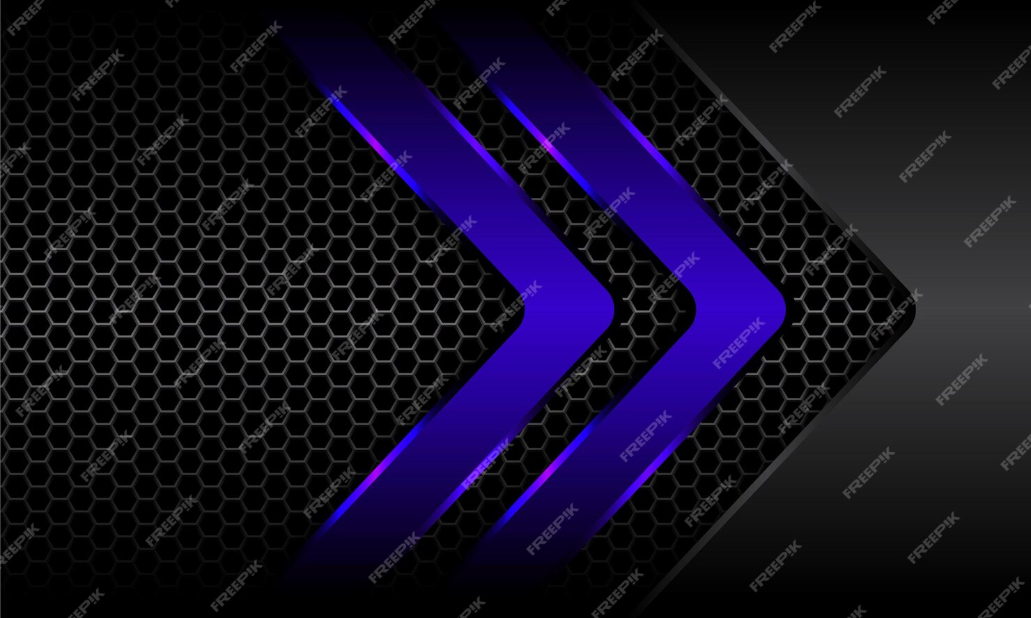 Premium Vector Abstract Twin Violet Curve Arrow Shadow Direction On Hexagon Mesh Background