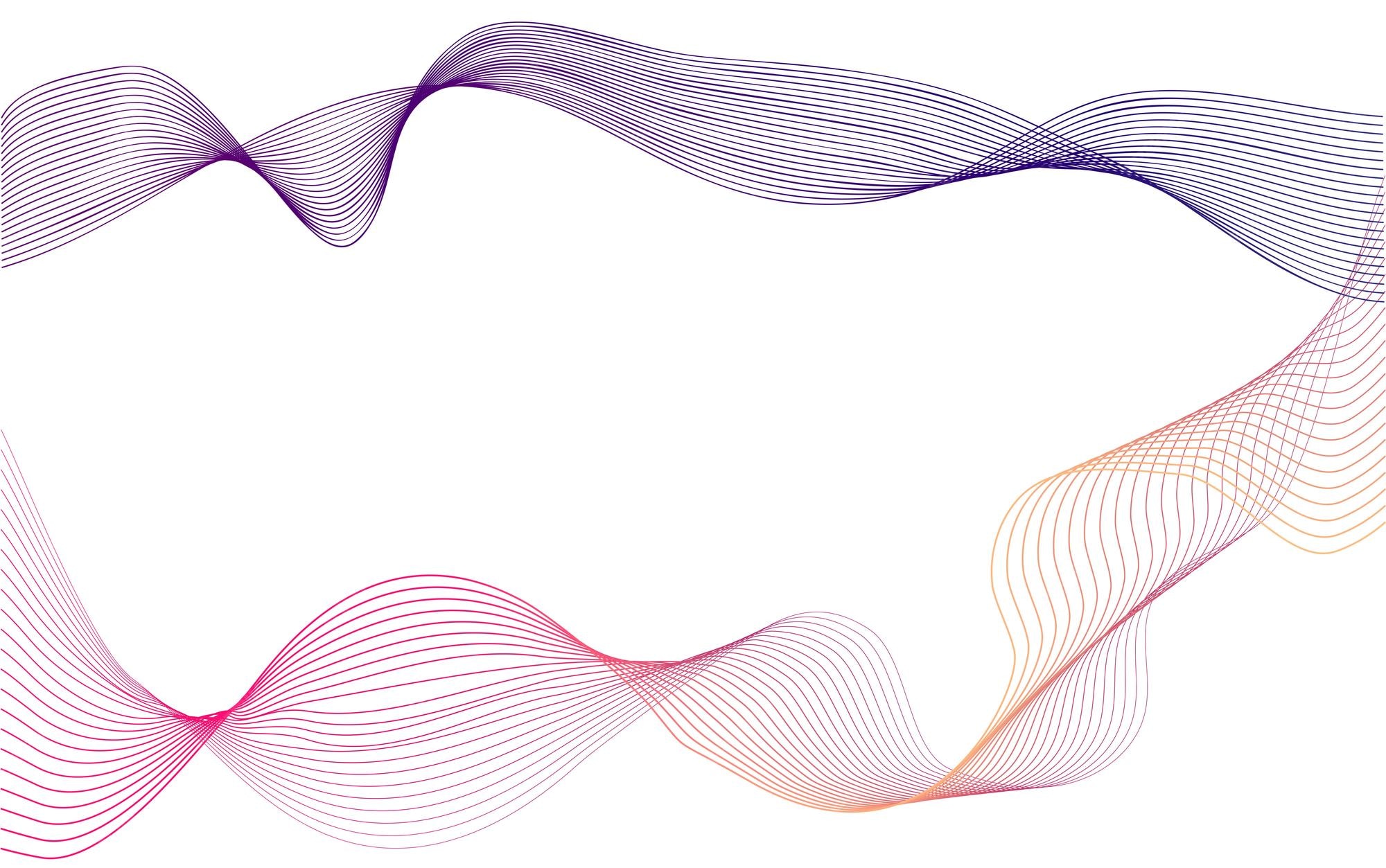 디자인을 위한 추상 파 요소 디지털 주파수 트랙 이퀄라이저 양식화된 라인 아트 배경 혼합 도구를 사용하여 만든 선이 있는 다채로운 반짝이는 물결 곡선 물결선 부드러운 줄무늬