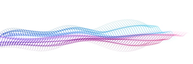 흐르는 점선 입자 벡터 추상적인 배경 기술 및 과학 빅 데이터 흐름 나노 기술 3d 공기 빛 혼합 점 배열 동작의 추상 파 흐름 프리미엄 벡터