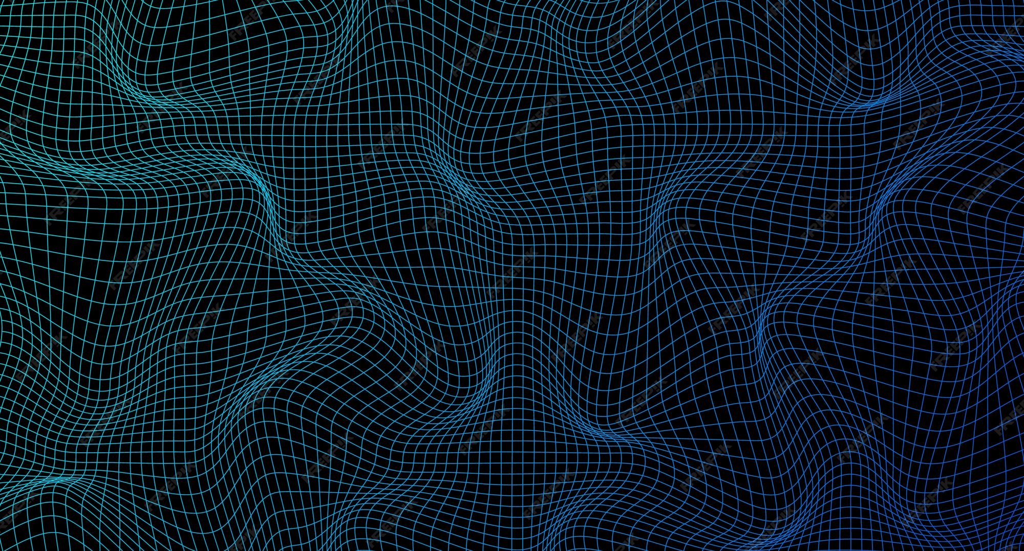 추상 물결 모양의 3d 메쉬 기하학적 동적 웨이브 왜곡된 사각형 그리드 뒤틀린 메쉬 텍스처 와이어프레임 웨이브 형상 그리드 벡터 그림 프리미엄 벡터