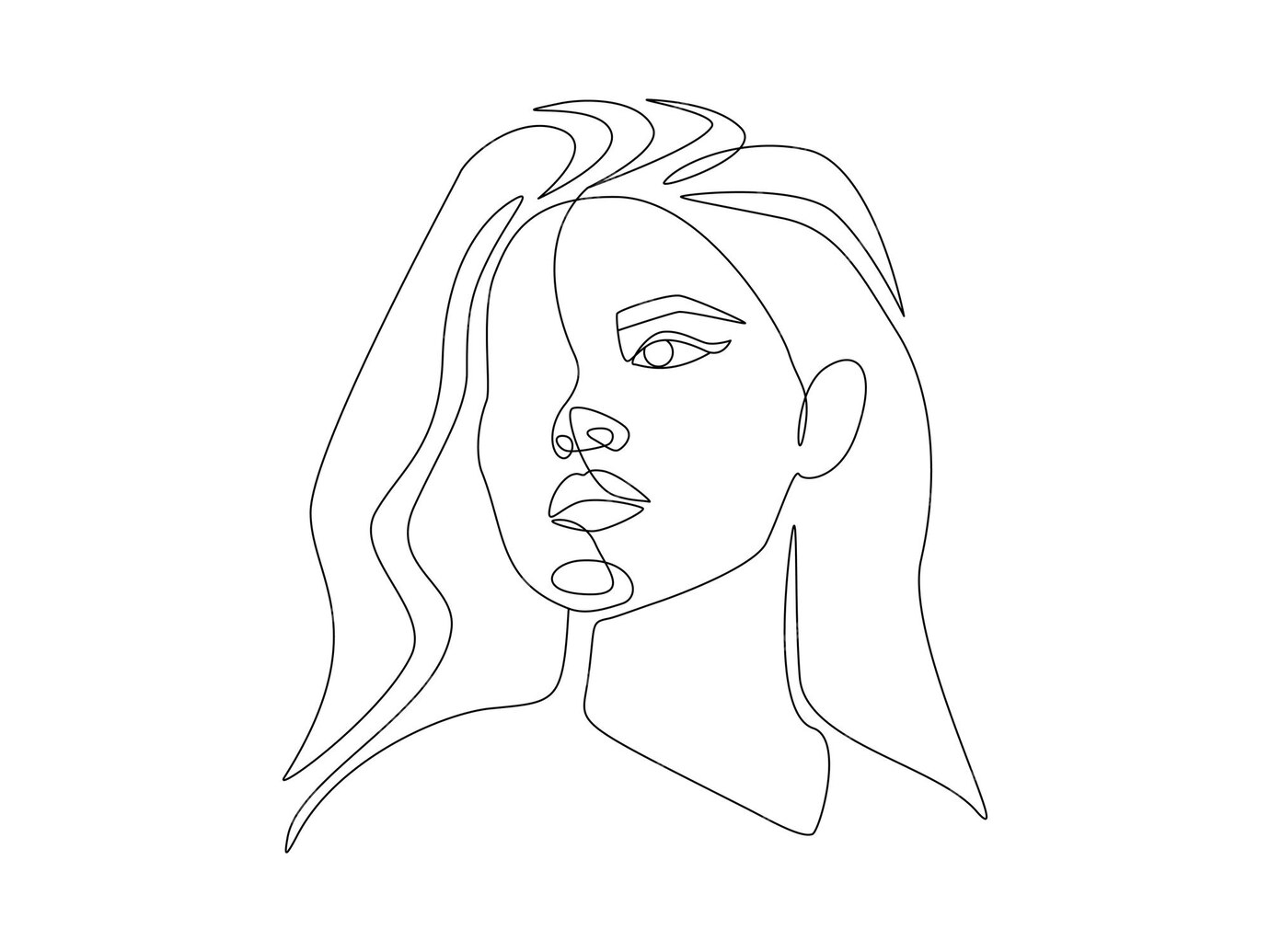 Premium Vector Abstract Woman Face One Continuous Line Drawing