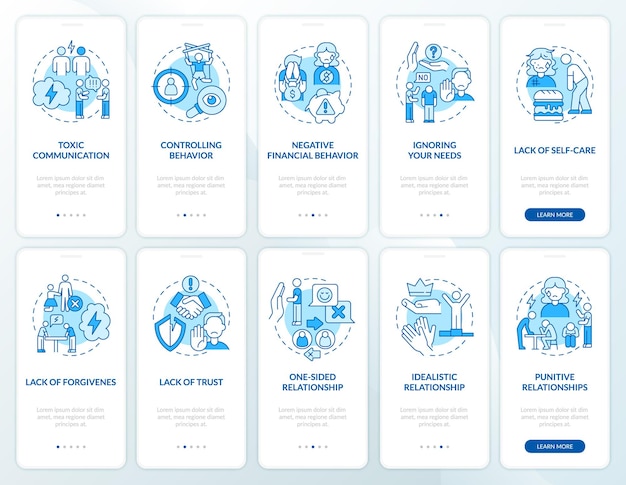 Premium Vector Abusive Relationships Onboarding Mobile App Page