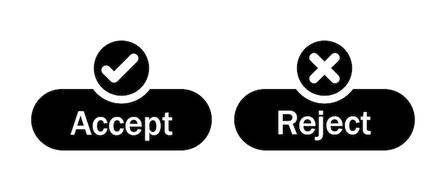 Premium Vector | Accept and reject button icon with tick and cross ... Premium Vector | Accept and reject button icon with tick and cross ...