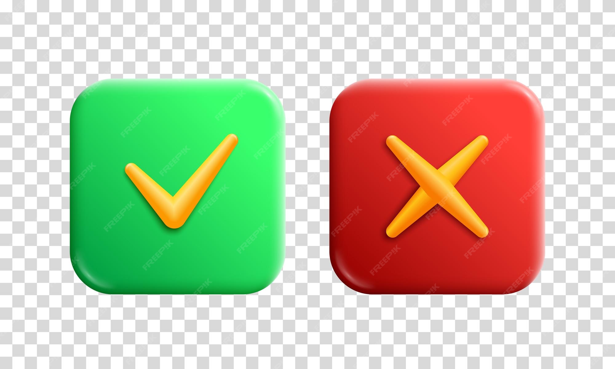 Premium Vector | Accept and reject vector 3d render buttons tick check and cross marks app icons ...