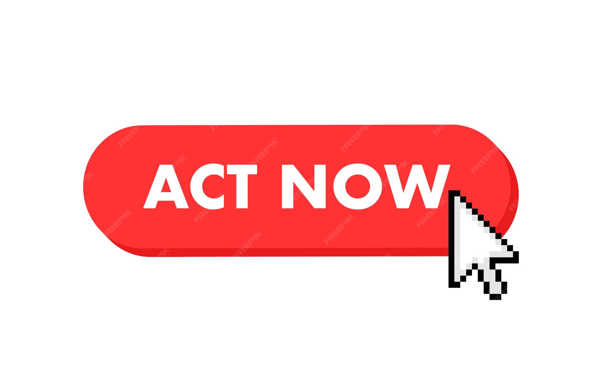 Premium Vector | Act now button with cursor Pointer click Vector web button