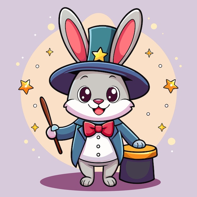 Premium Vector | Adorable Bunny Performing Magic with Hat Cartoon ... Premium Vector | Adorable Bunny Performing Magic with Hat Cartoon ...