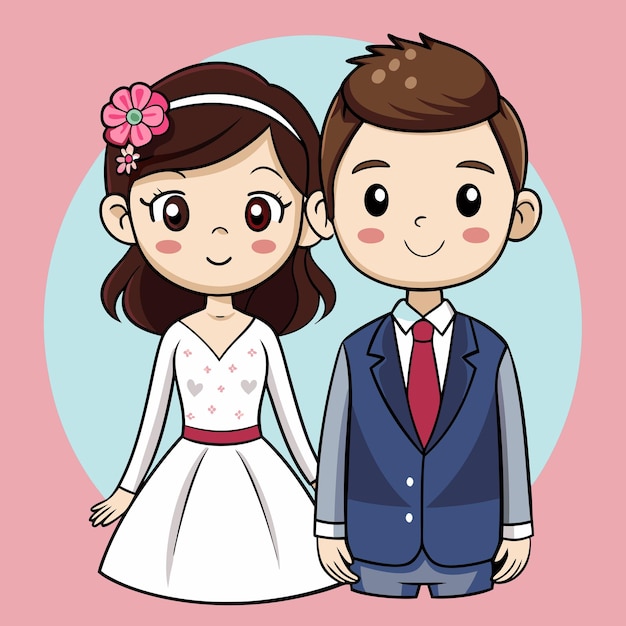 Cheerful Cartoon Married Couple Illustration Cartoon Vector