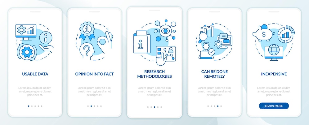 Premium Vector | Advantages of case study blue onboarding mobile app screen Premium Vector | Advantages of case study blue onboarding mobile app screen