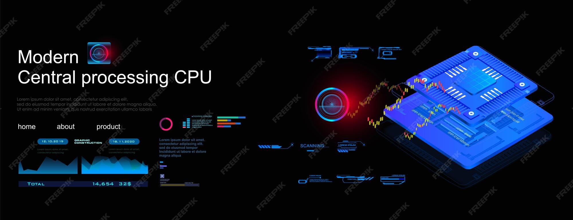 Premium Vector Advertisement New Generation Processor For Computer Cyber Background With