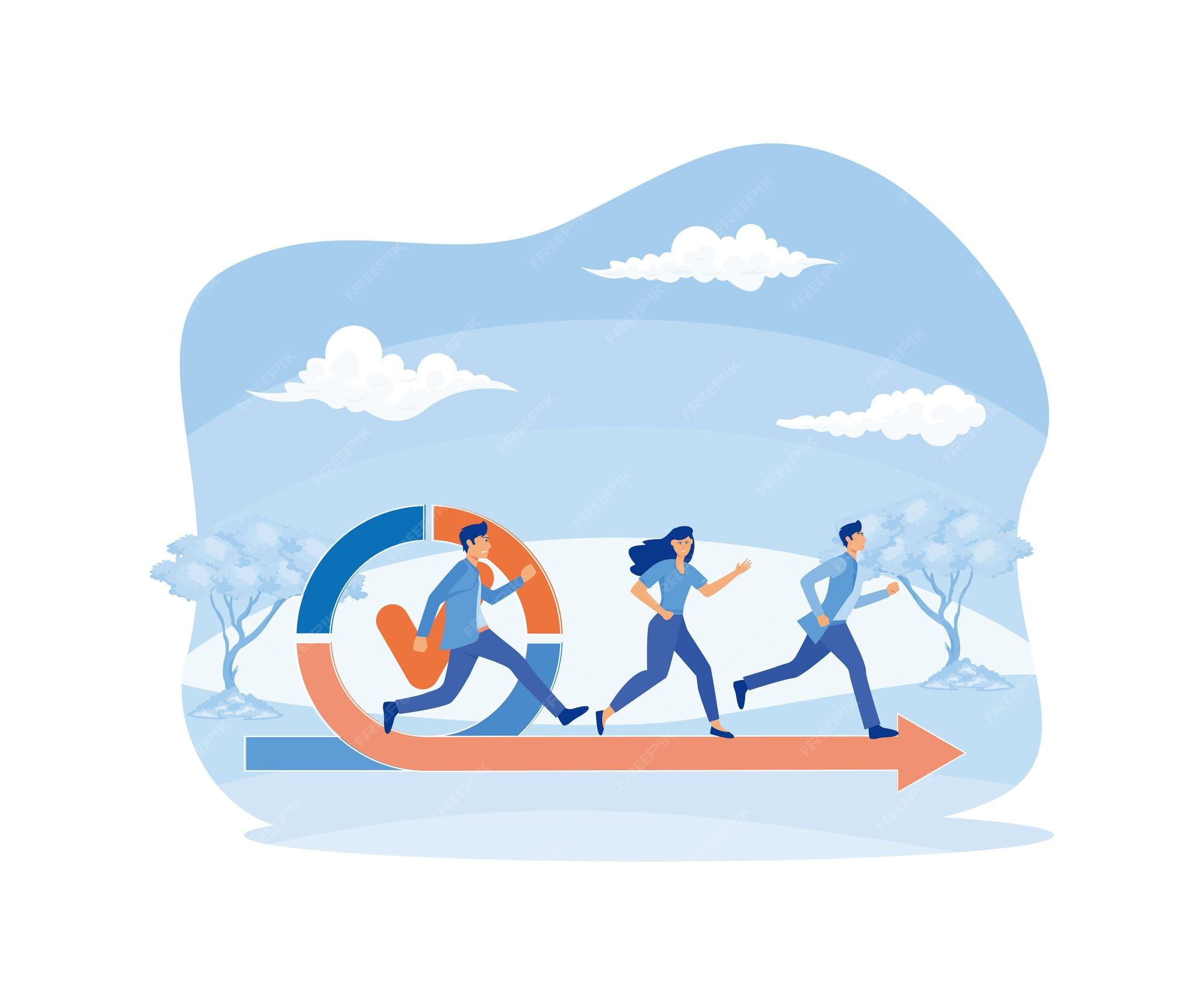 Premium Vector | Agile development process with running IT developers team Software development ...