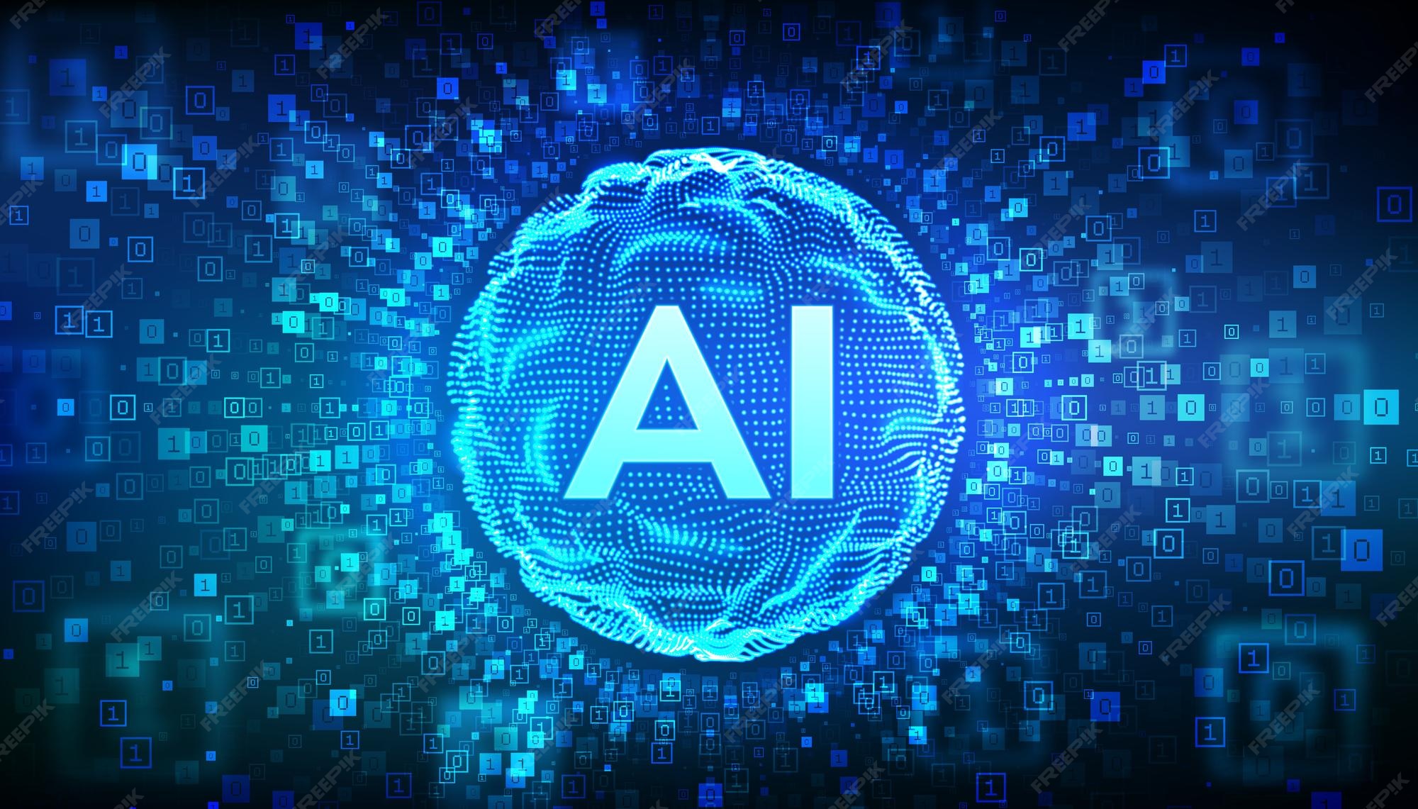 Premium Vector | AI Artificial intelligence Abstract grid wave sphere with letters AI Machine ...