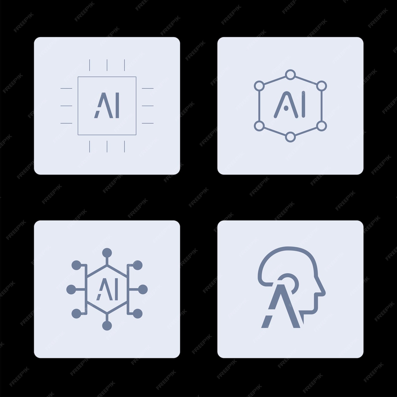 Premium Vector | Ai artificial intelligence icon set inline style machine learning smart robotic ...