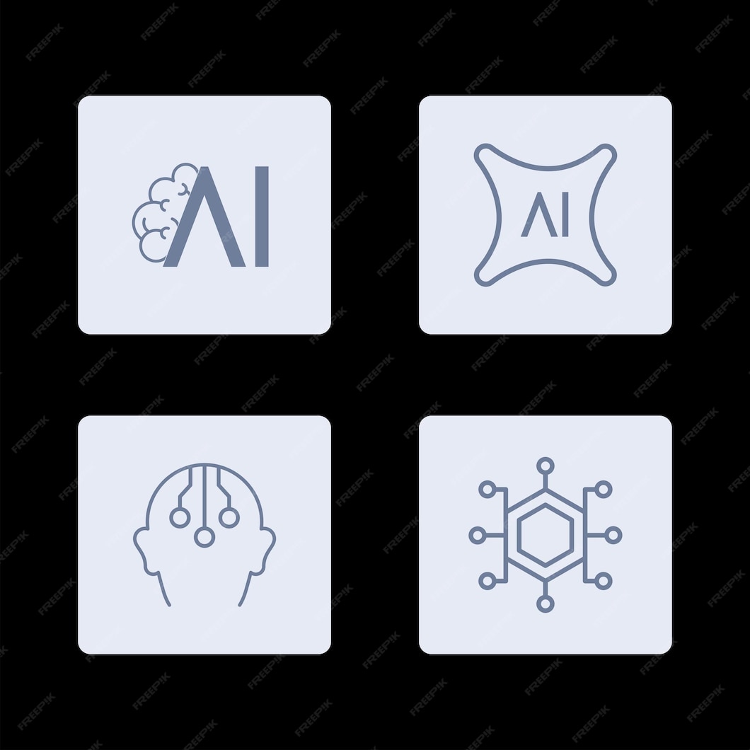 Premium Vector | AI Artificial Intelligence icon set inline style ...