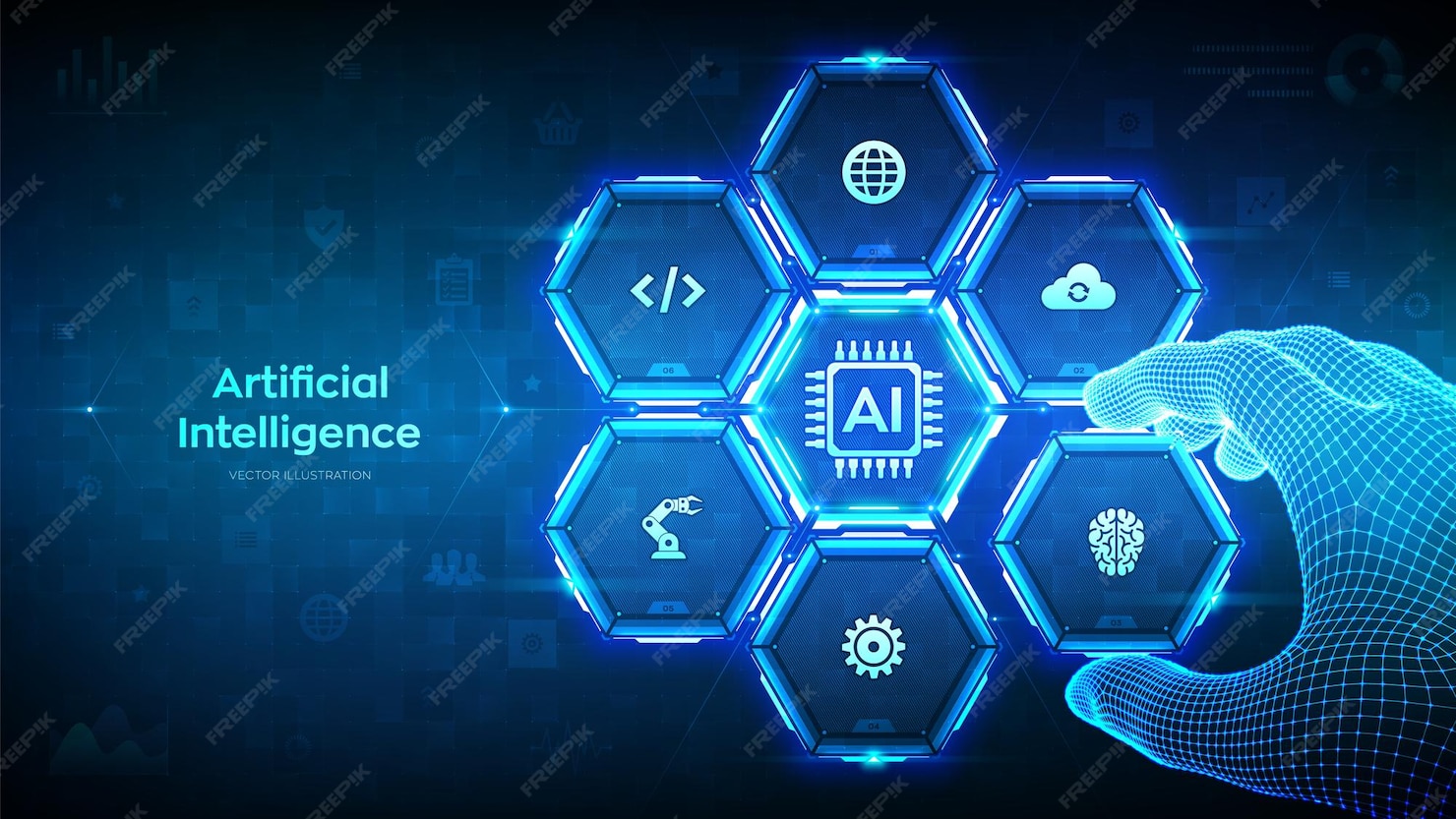 Premium Vector | Ai artificial intelligence machine learning concept big data analysis neural ...