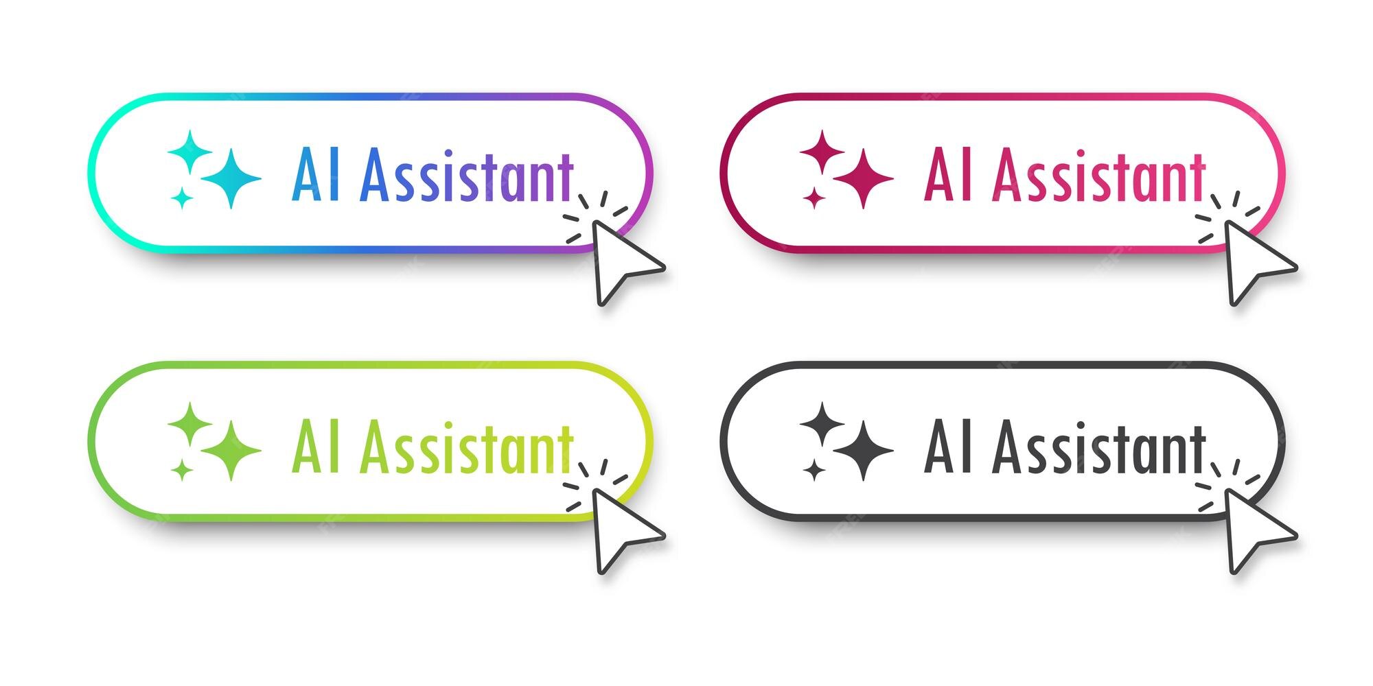 Premium Vector | AI Assistant button A set of buttons with AI assistant symbols Flat design ...